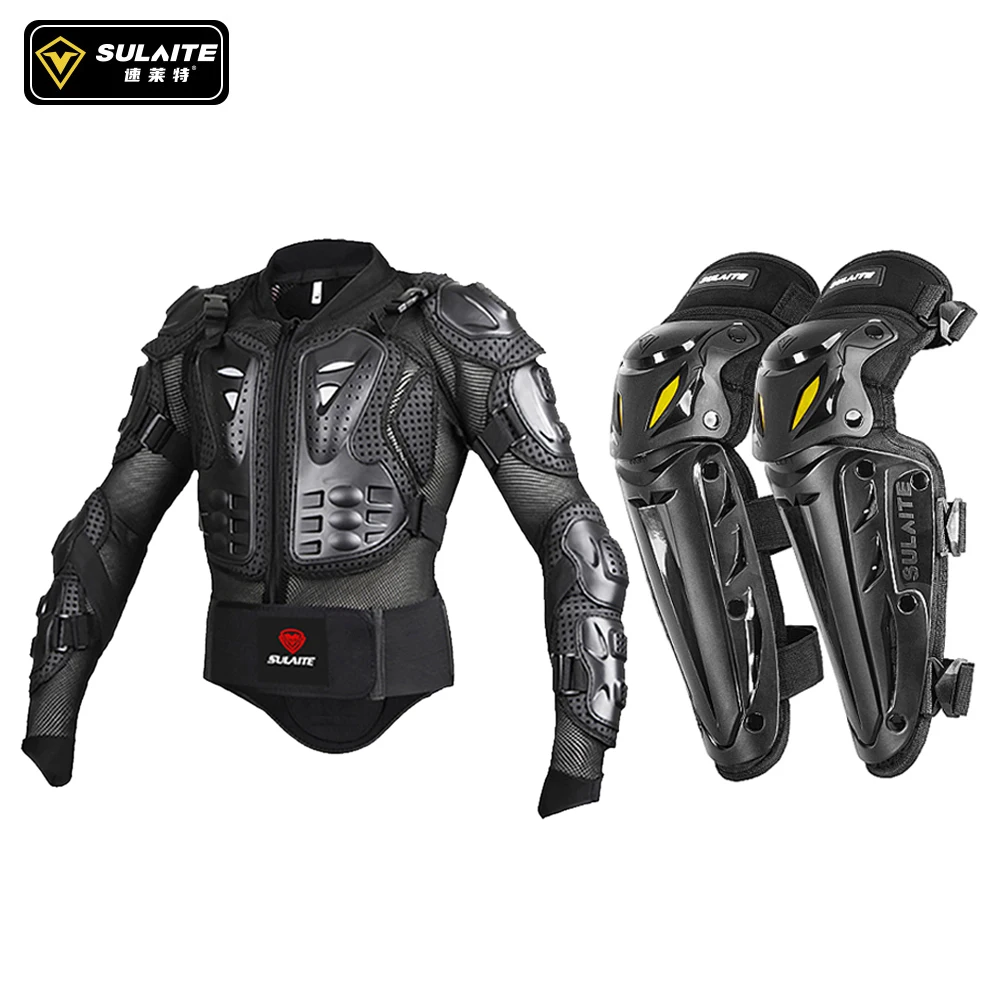 SULAITE Motorcycle Jacket Men Armor Motocross Knee Pads Full Body ...