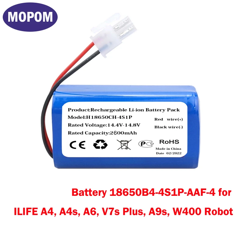 14.4V 3500mAh 2600mAh Battery For ILIFE A4 A4s A6 V7s Plus A9s W400 ...