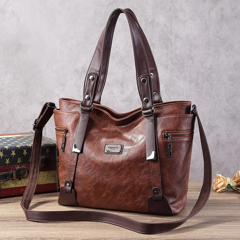 Vintage Women's Tote Bag 2025 New PU Leather Shoulder Bag Large ...