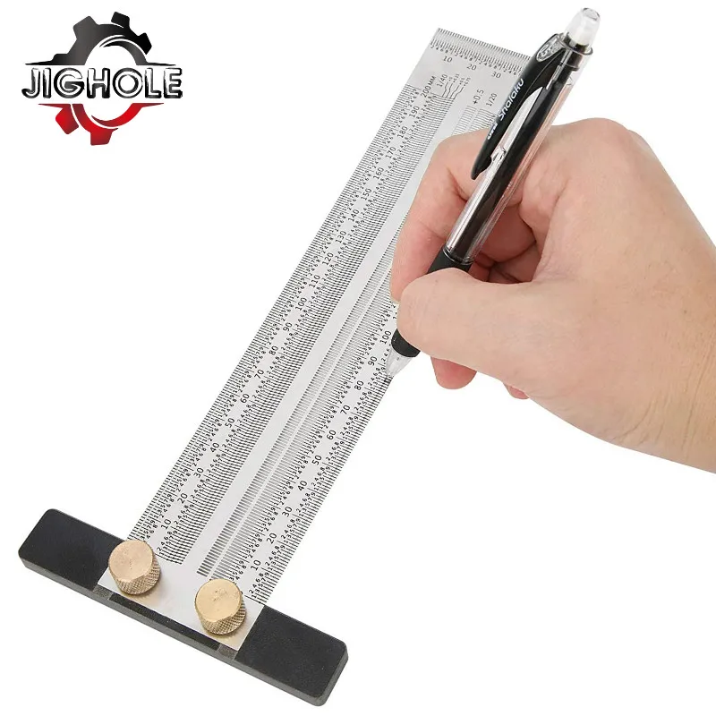 Woodworking High-precision Line Scribe 180-400mm T-type Ruler Hole ...