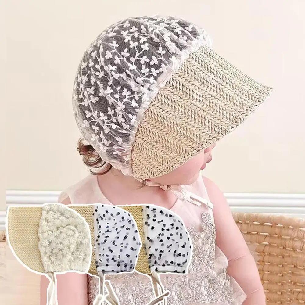 Summer Hollow Lace Flower Hats for Baby Sunscreen Straw Hat Infant ...
