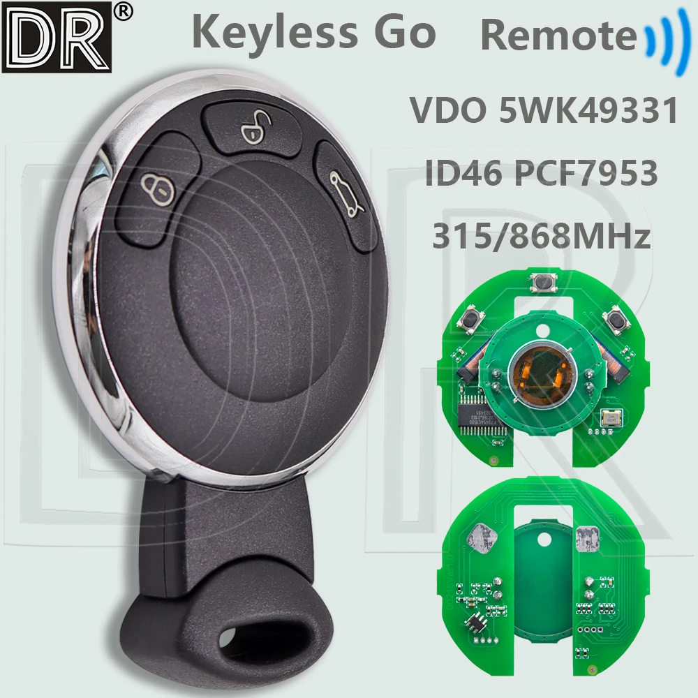DR ID46 Chip 315/868MHz Keyless Go Car Remote Key VDO 5WK49331 For BMW ...