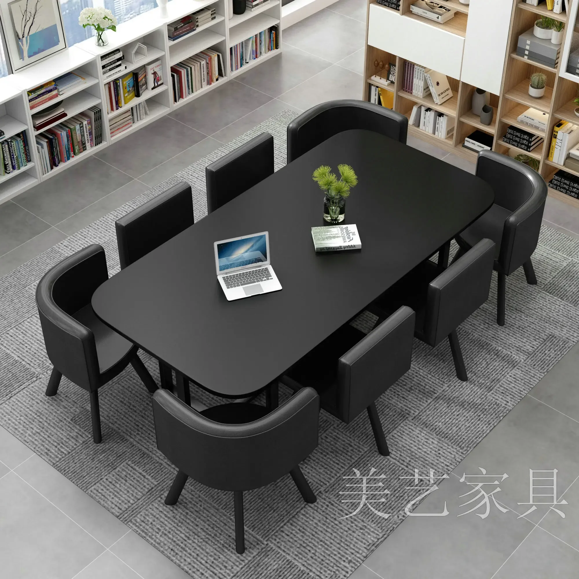 Simple-modern-small-conference-table-and-chair-combination-8-person ...