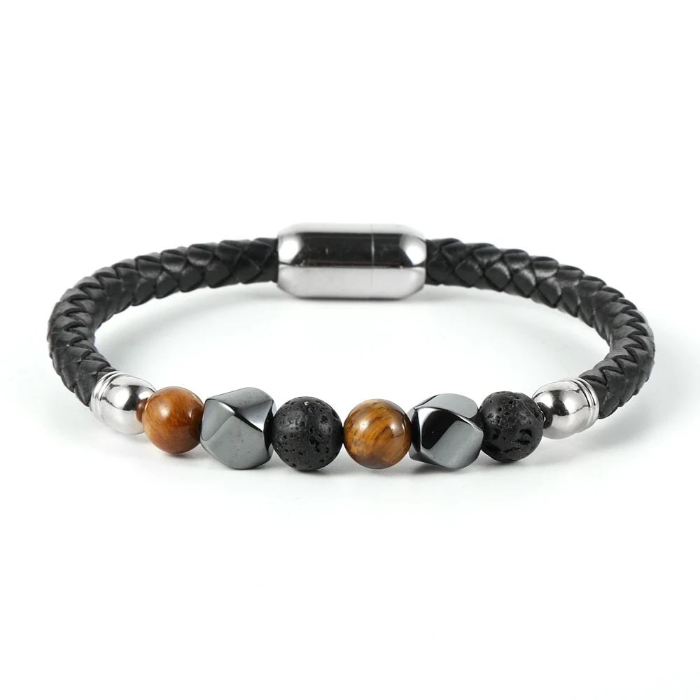 Hematite-Round-Natural-Stone-Beads-Stainless-Steel-Magnetic-Buckle ...