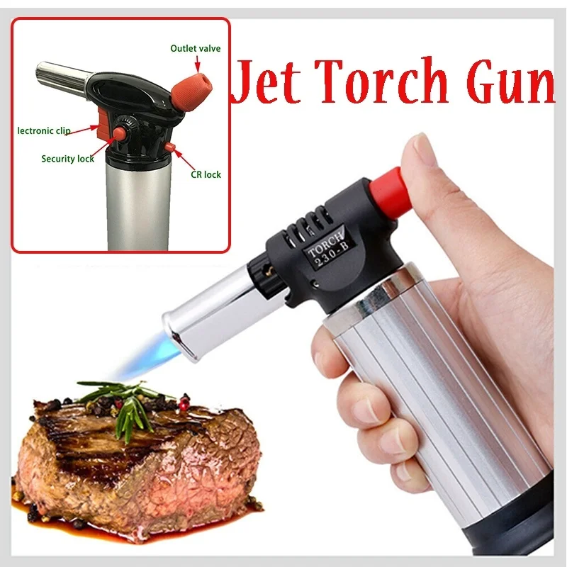Outdoor-Camping-Jet-Torch-Gun-Lighter-Welding-Butane-Burner-Flame ...