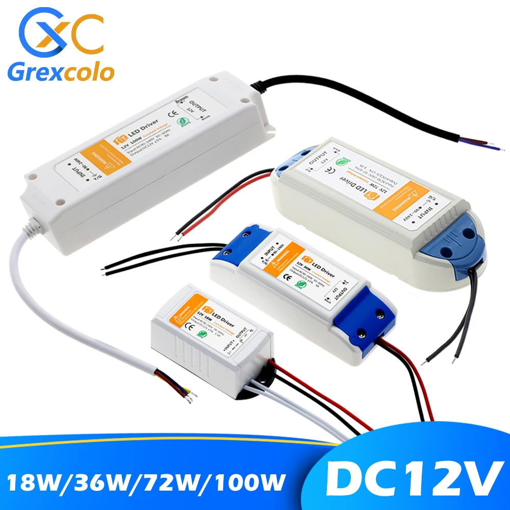 12v Power Supply Adapter 110v 220v To 12v Lighting Transformer 100w 72w ...