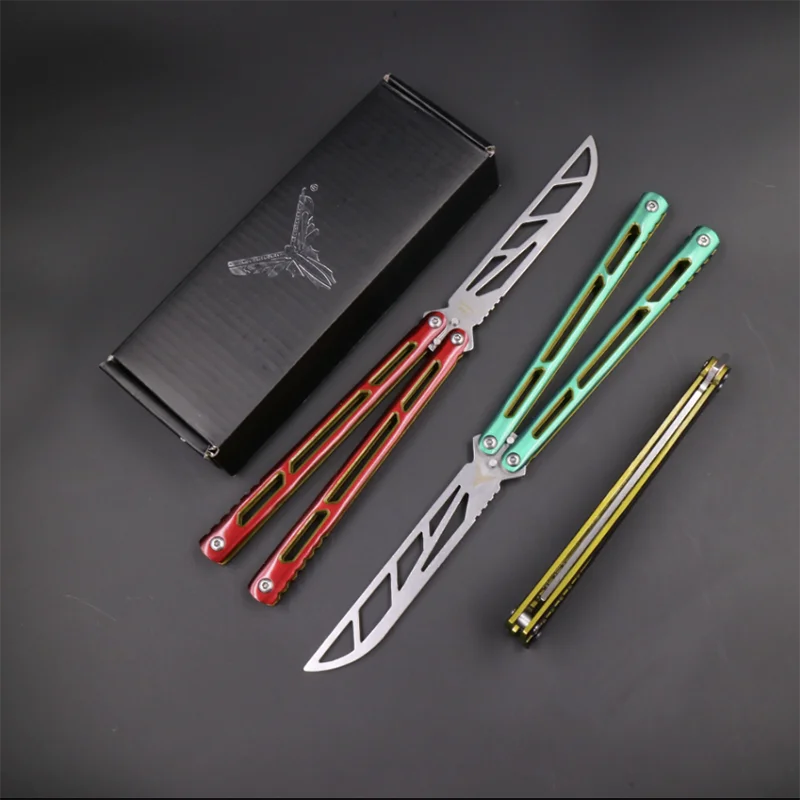XDYY Tsunami Balisong Clone Trainer Stainless Steel Sandwich Handle ...