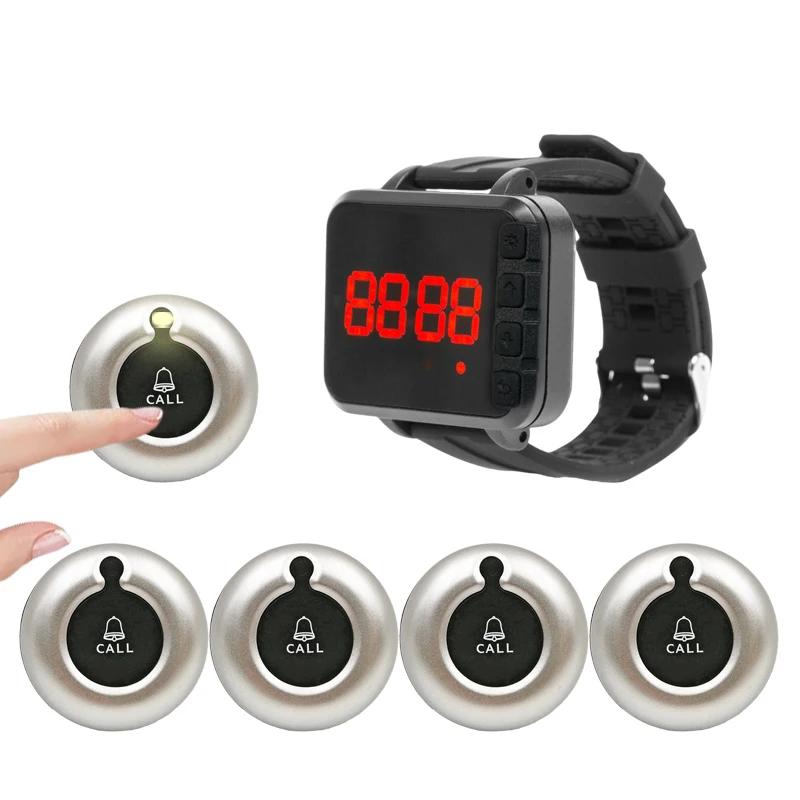 Restaurant-Pager-Wireless-Call-Bell-System-SET-1-Waiter-Watch-Receiver ...
