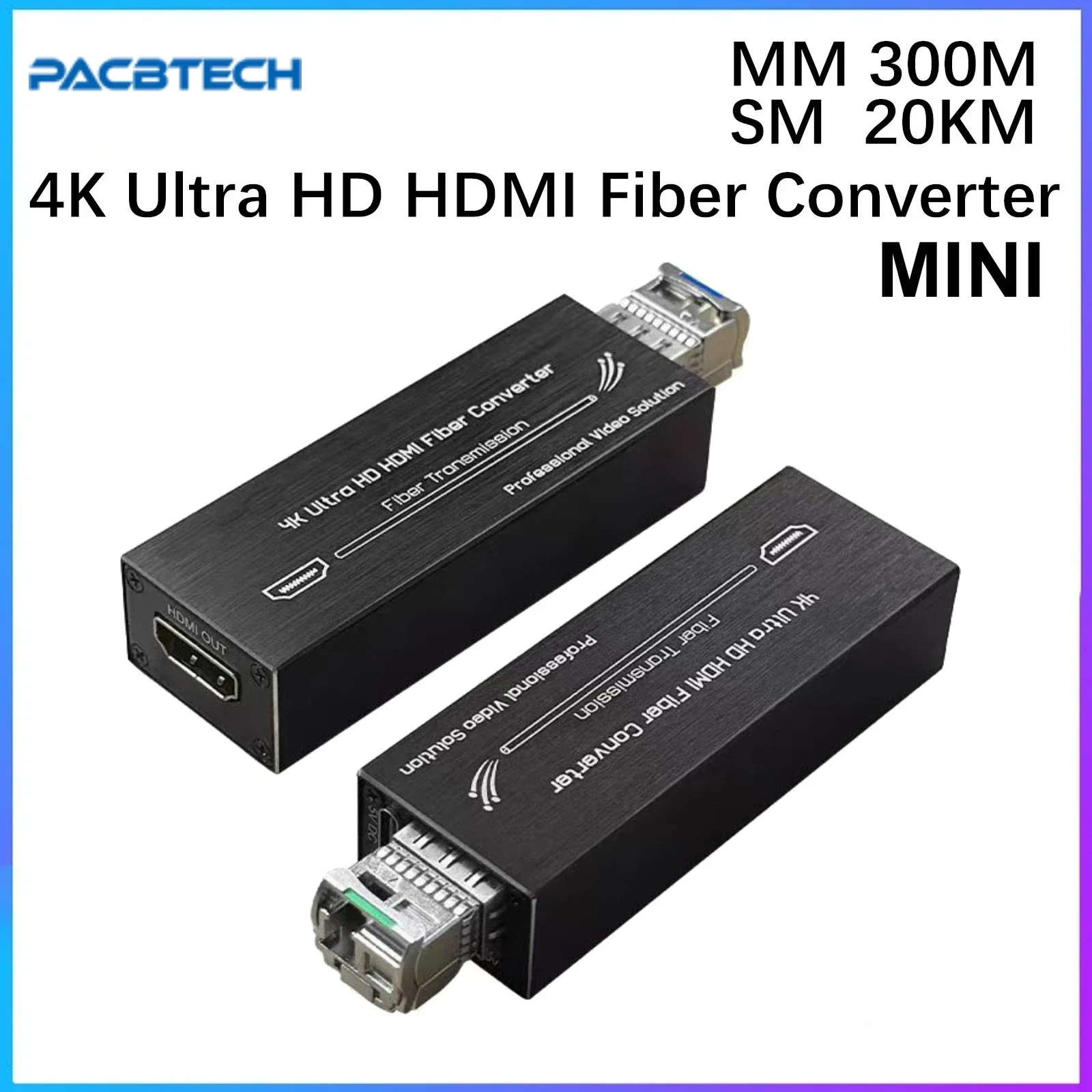 PACBTECH 4K HDMI Mini Extender HDMI Fiber Converter 4K@30HZ Video ...