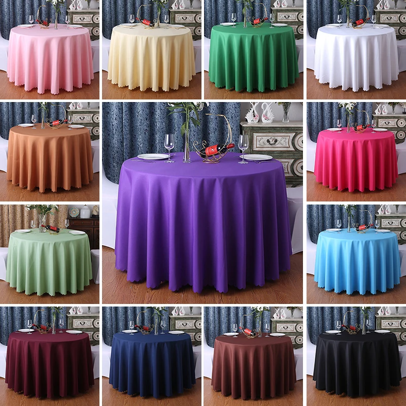 Round Tablecloth Solid Color Table Cover Cloth Polyester Home Hotel ...