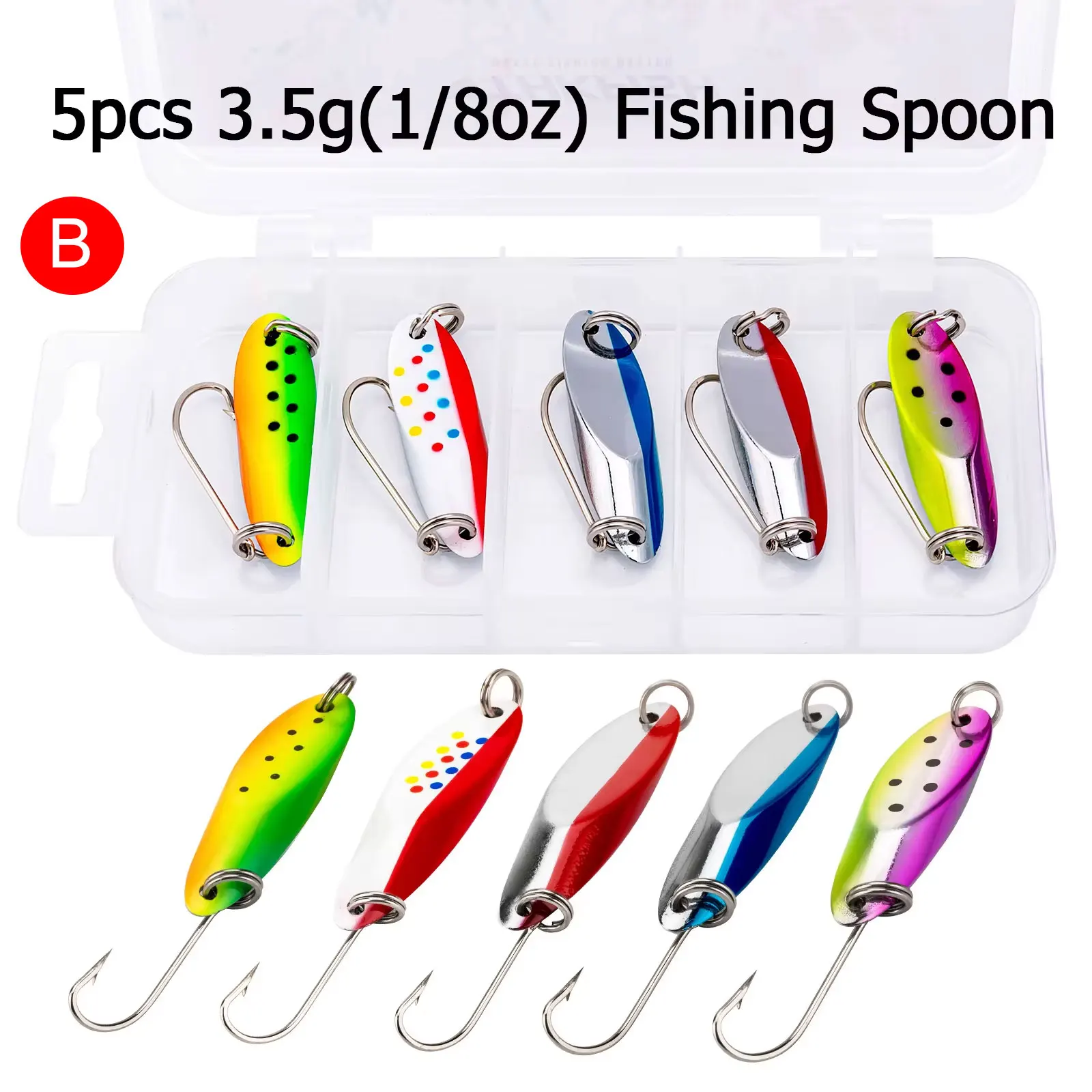 Trolling Spoons 5-Piece Fishing Spinner Lure Set – 3/4 Oz, 2.5 Inch ...