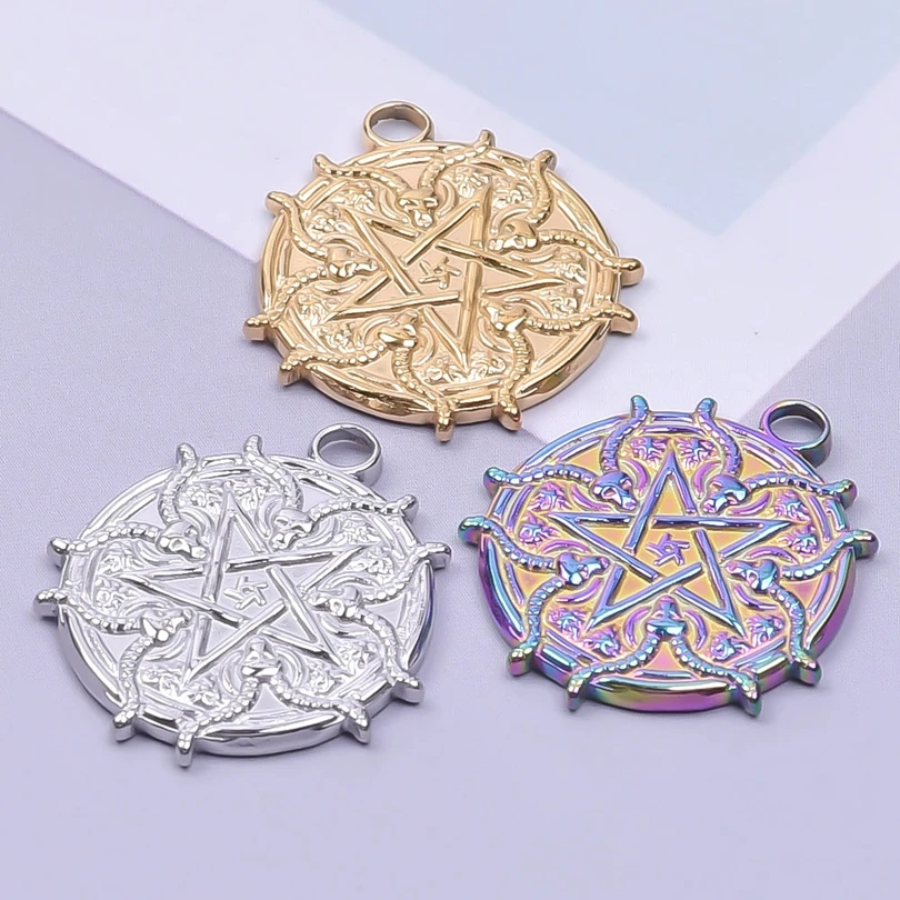 Ox-Horn-Five-Pointed-Star-Irregular-Graph-Pendant-Stainless-Steel-No ...