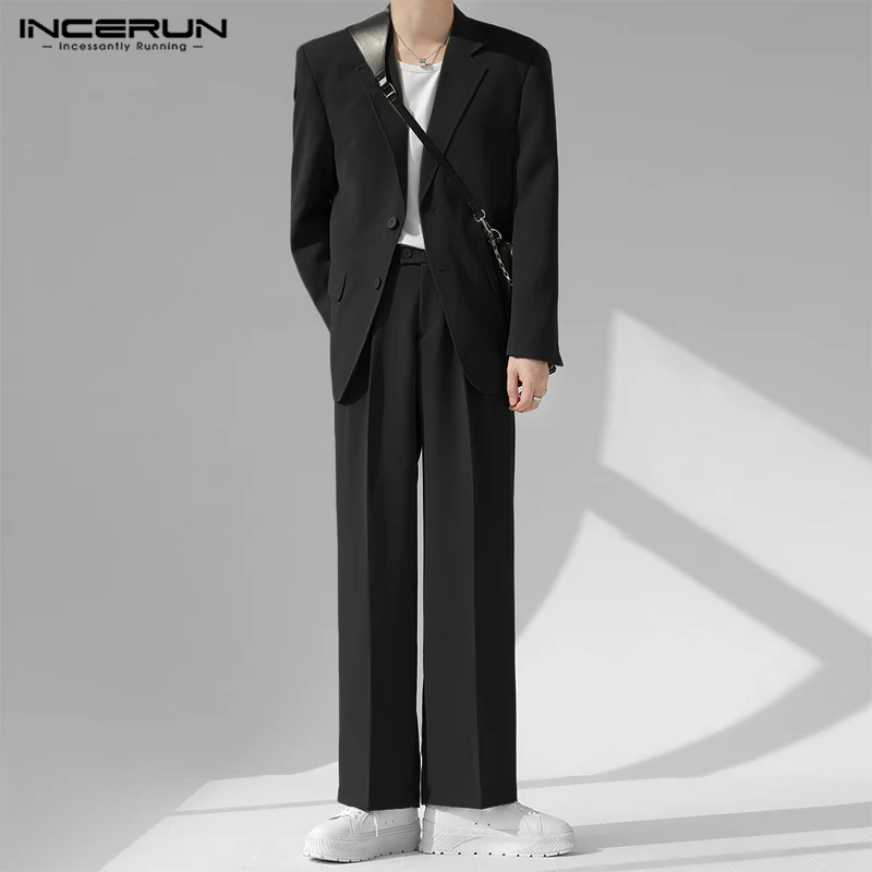 INCERUN-2024-Korean-Style-New-Men-Sets-Blazer-Coats-Long-Pants-Casual ...