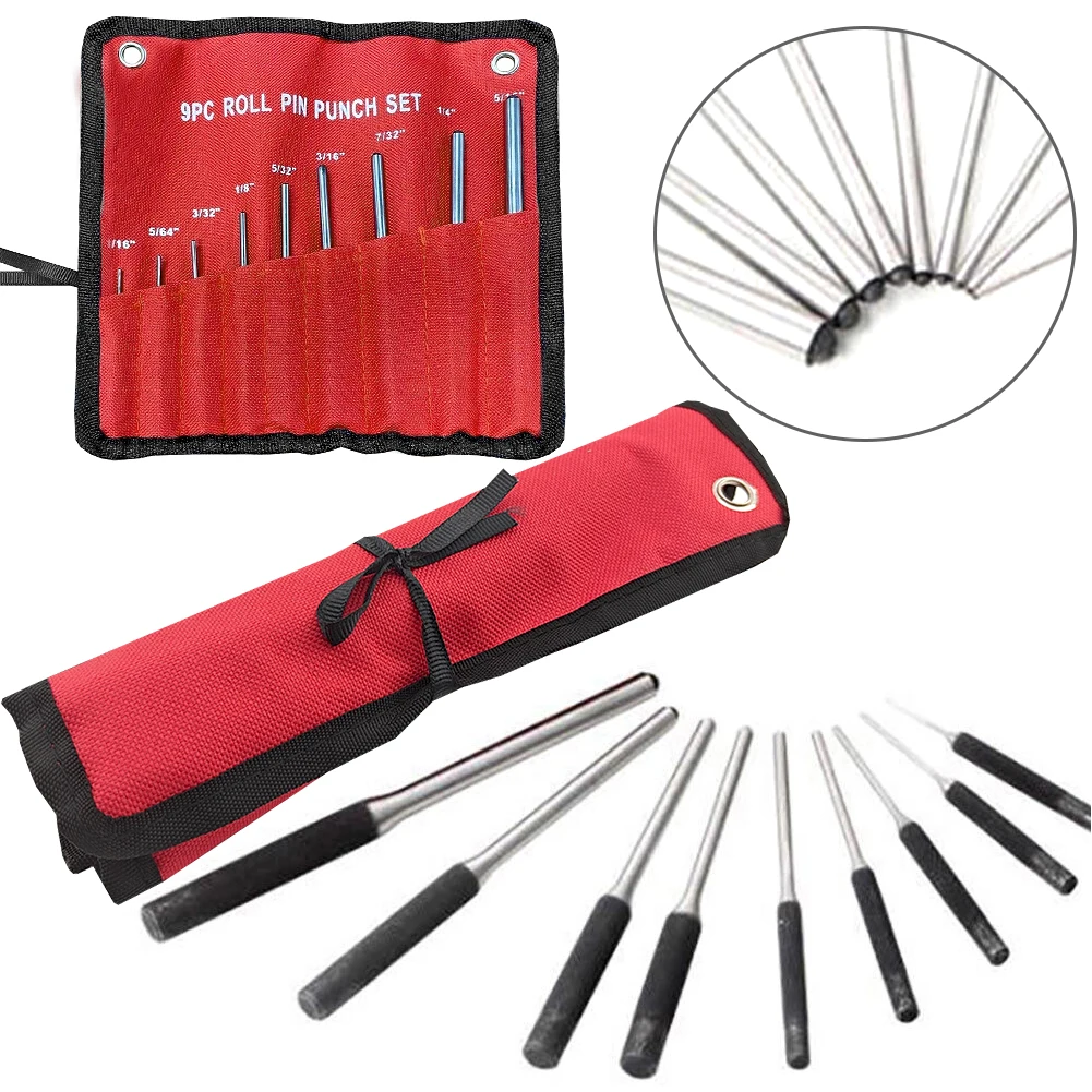 9pcs-40CR-Steel-Multi-Size-Round-Head-Pins-Punch-Set-Grip-Roll-Pins ...
