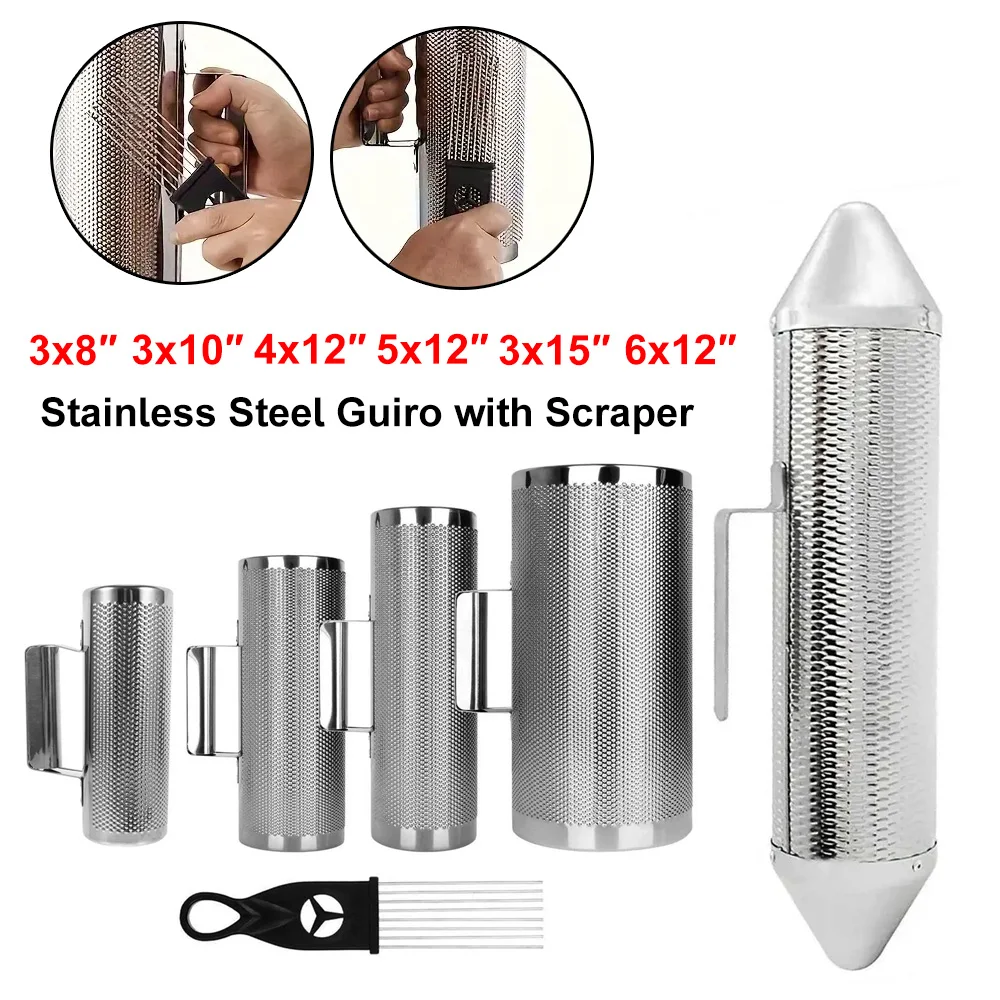 Stainless-Steel-Guiro-with-Scraper-Percussion-Instrument-Latin ...