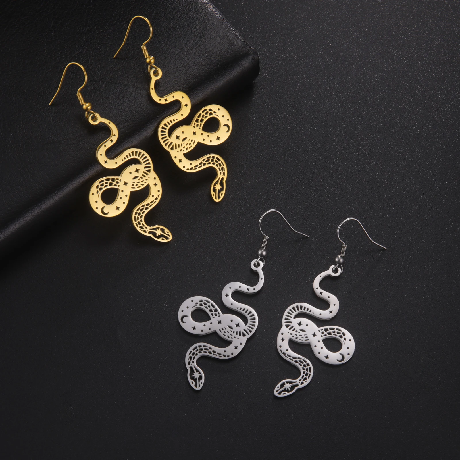 Lemegeton-Snake-Minimalist-Punk-Earrings-Gold-Plated-Stainless-Steel ...