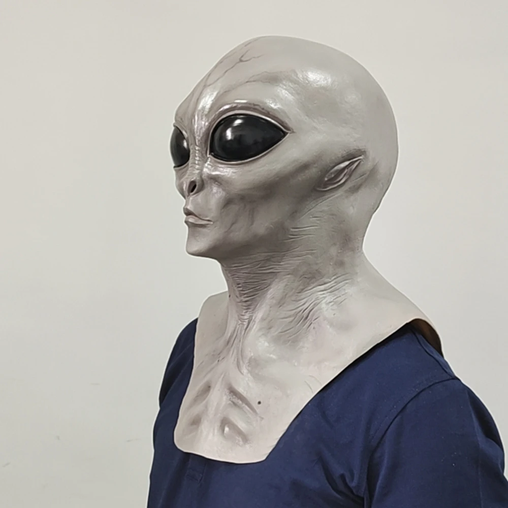 UFO Alien Skull Mask Cosplay Horror Latex Masks Helmet Halloween Masqu ...