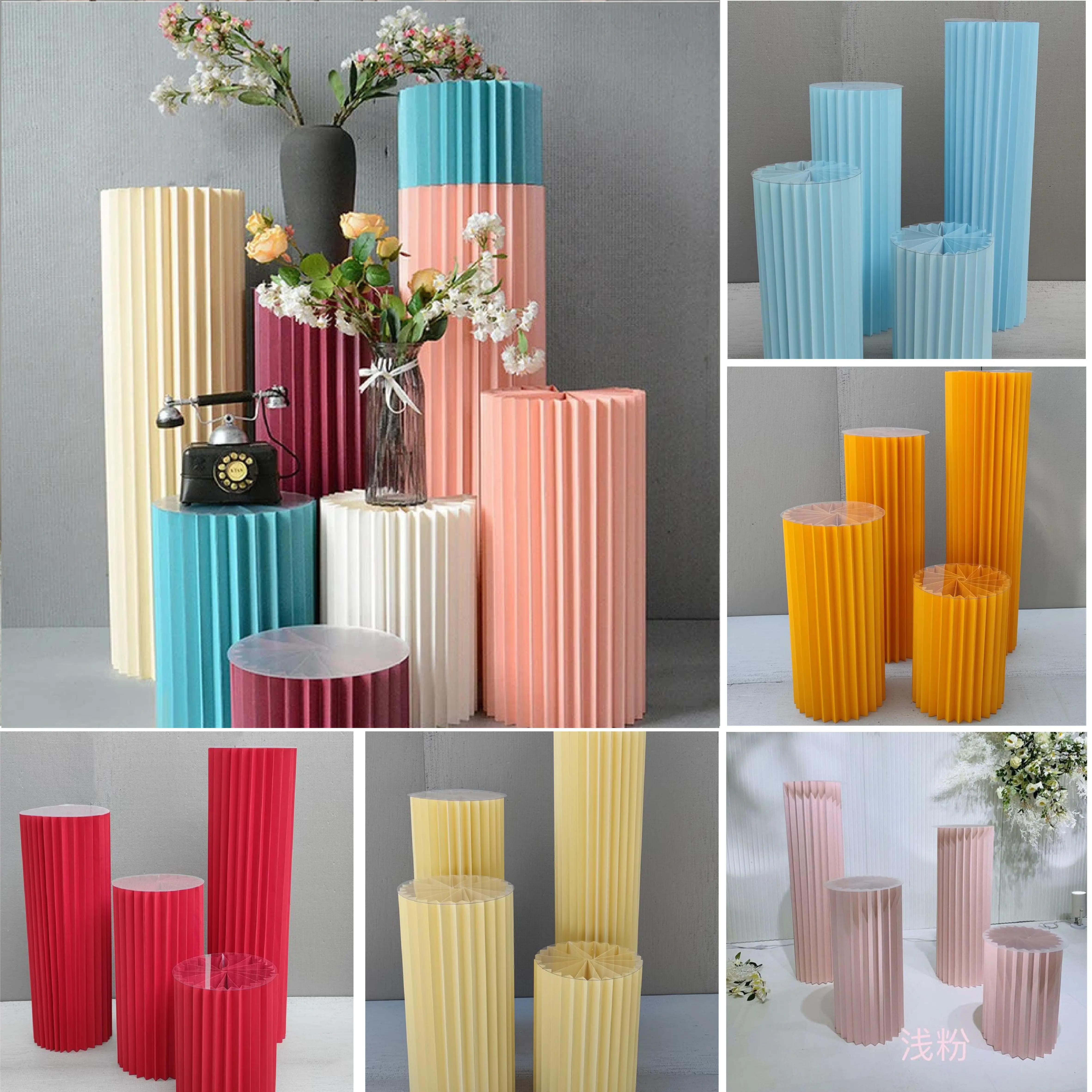 Multicolor-Folding-Paper-Cylinder-Cake-Stands-Wedding-Anniverary-Cake ...