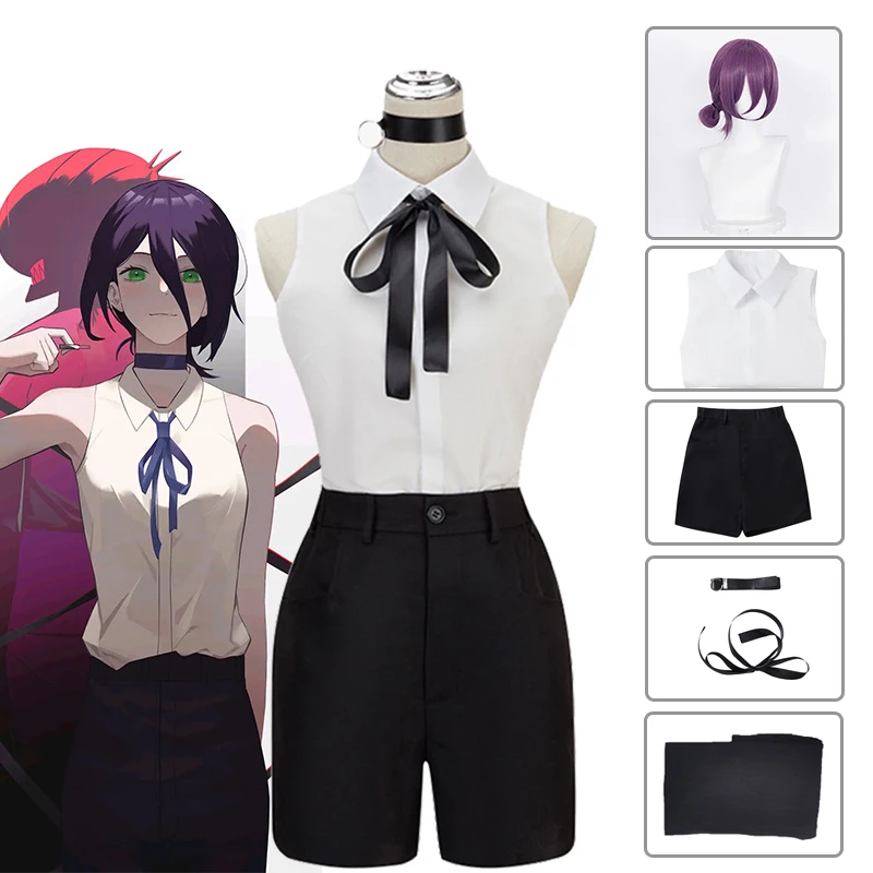 Anime Chainsaw Man Reze Cosplay Costume Outfits Shirt Tie Short Wig ...
