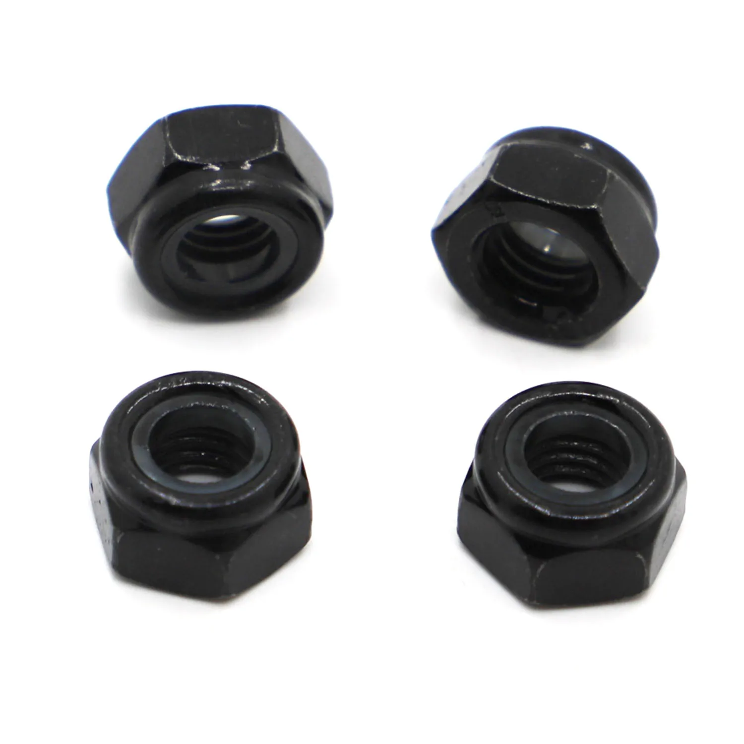 M2 M2.5 M3 M4 M5 M6 M8 M10 M12 M16 Black Carbon Steel Hex Nylon Insert Lock Nut Self-locking ...