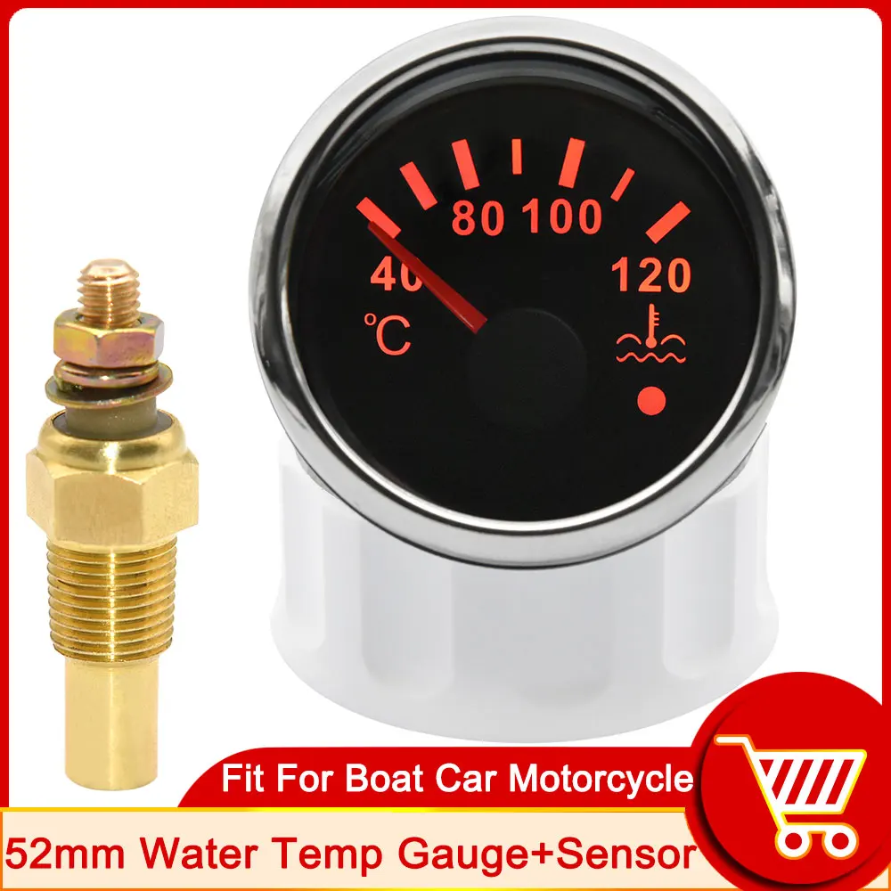 52MM Red Led Water Temperature Gauge 40 120 Celsius with 1/8NPT Water ...