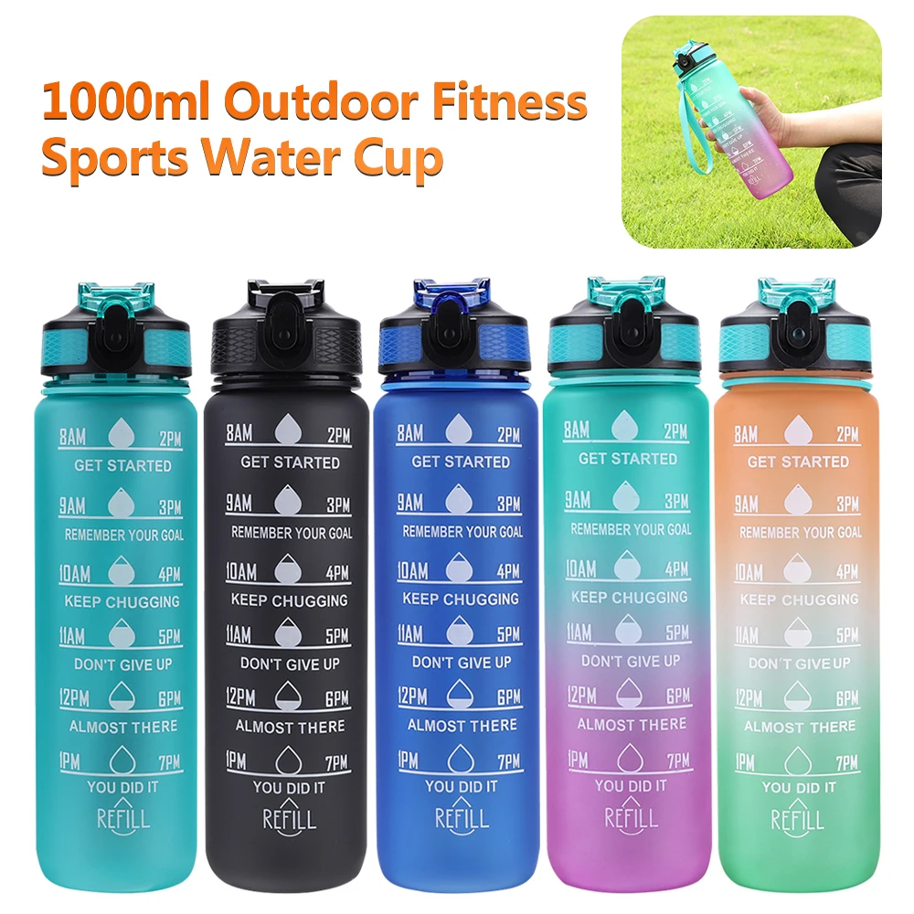 1L-Sports-Water-Bottle-Straw-Cup-1-Litro-with-Time-Maker-Leak-Proof-BPA ...