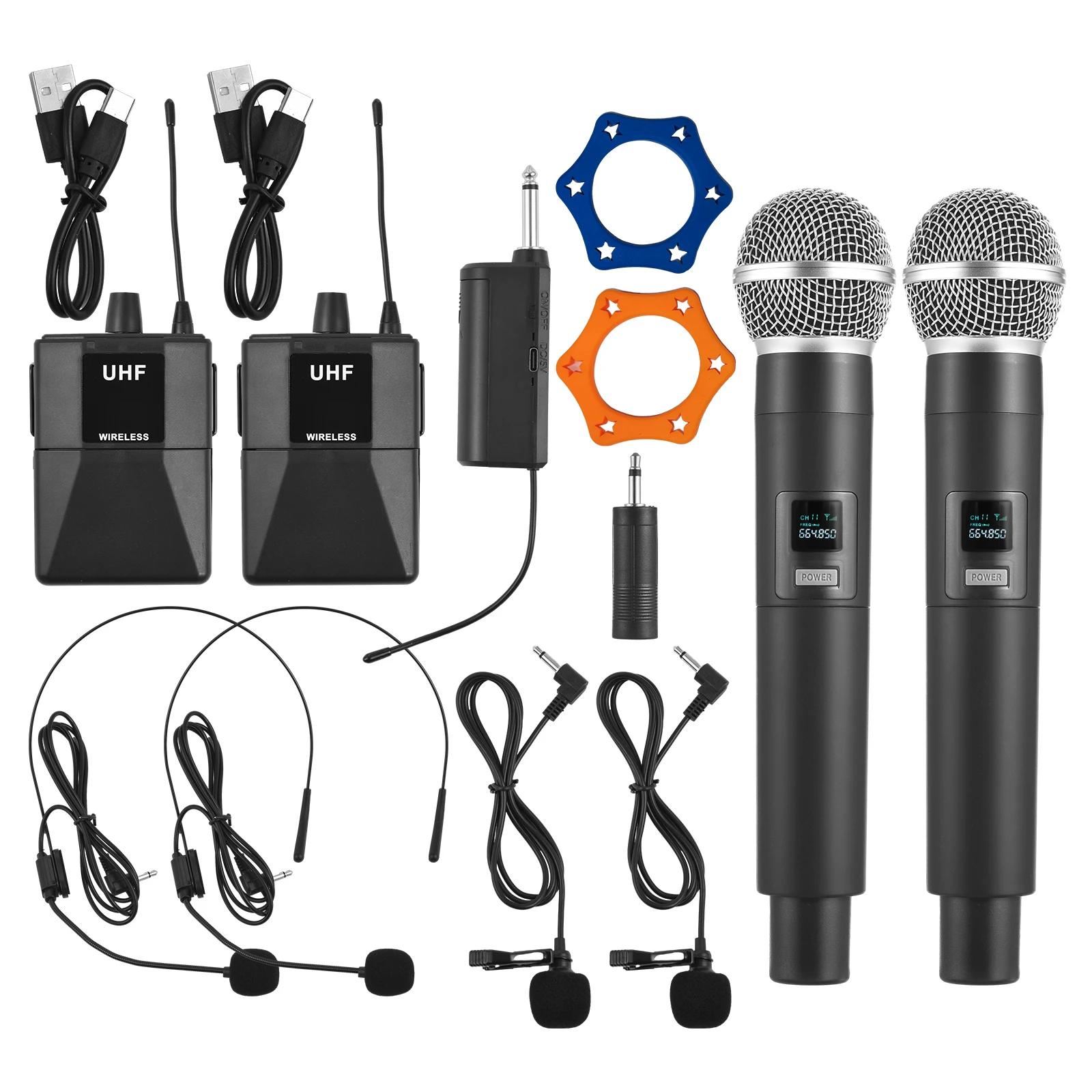 Wireless-Microphone-Professional-UHF-Wireless-Mic-System-Handheld-Dual ...