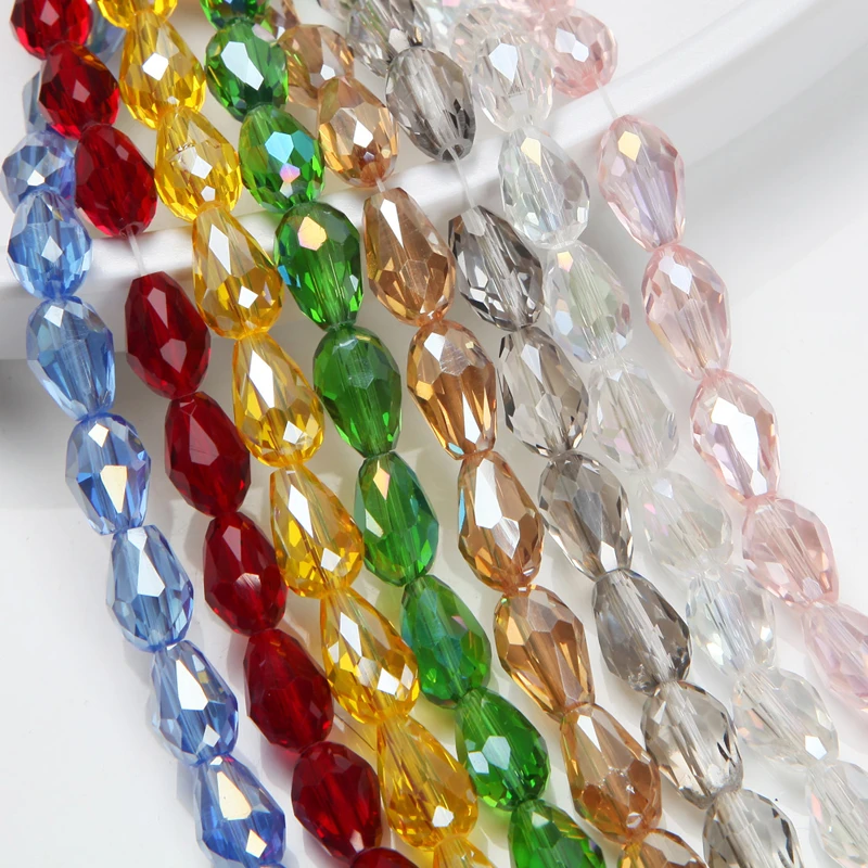 1 Strand 8x12mm Spacer Water Drop Beads Ab Shine Glass Crystal Beads ...