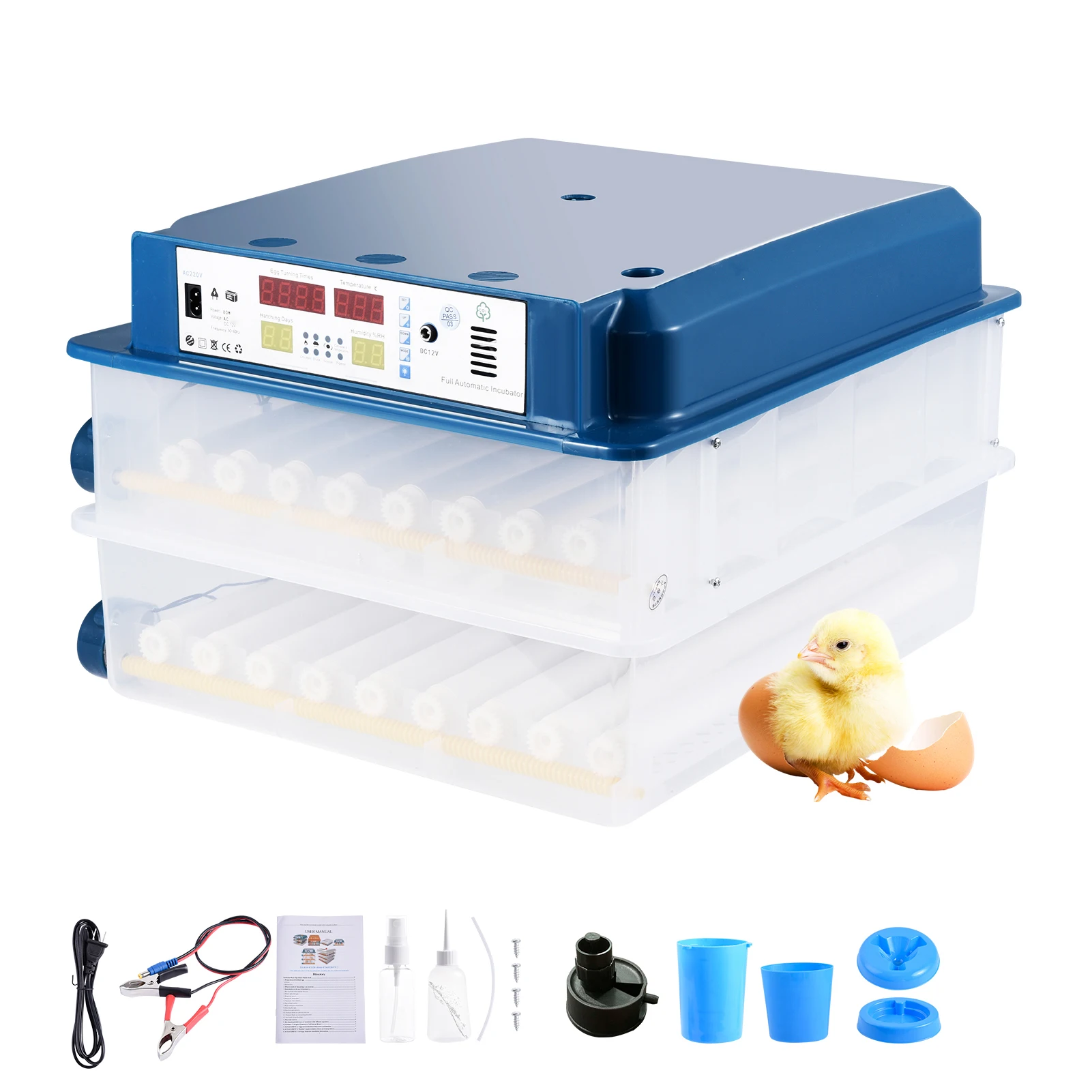 Chicken Egg Incubator, Automatic Intelligent Egg Hatcher with 5 ...