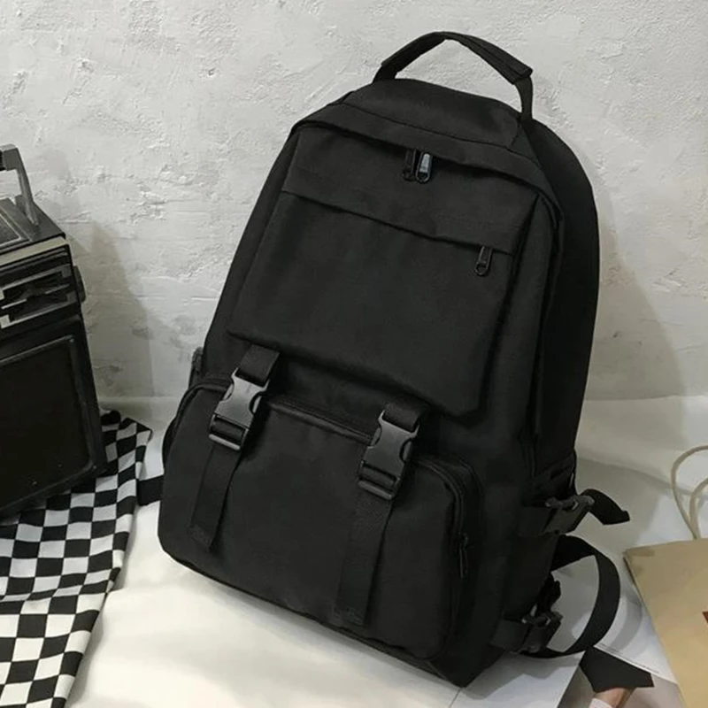 Simple-Backpacks-Large-Capacity-Travel-Bag-Solid-Harajuku-Student ...
