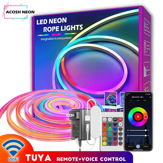 TUYA LED Neon Lights 10M/32.8ft IP65 LED Strip Lights 12v RGB LED Neon ...