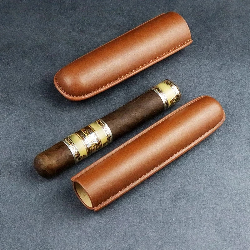 Mini Leather Cigar Tube Travel Cigar Case Pipe Portable Humidor Cigar ...