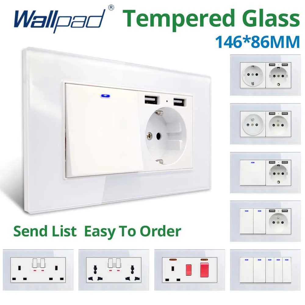 Wallpad-White-Tempered-Glass-Panel-Wall-Light-Switch-LED-Indicator ...