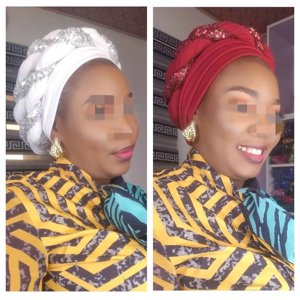 African Turban Cap Latest Auto Gele Headtie Islamic Hat With Shiny ...
