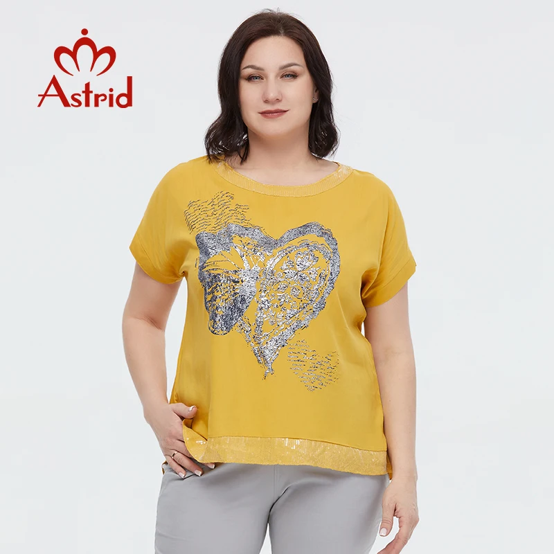 Astrid Verão T shirt das Mulheres 2023 Novo Algodão Linho Top Oversized Manga Curta Tee Moda ...