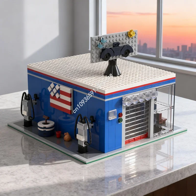 962pcs MOC Car Wash Modulared Model Building Blocks Architecture ...
