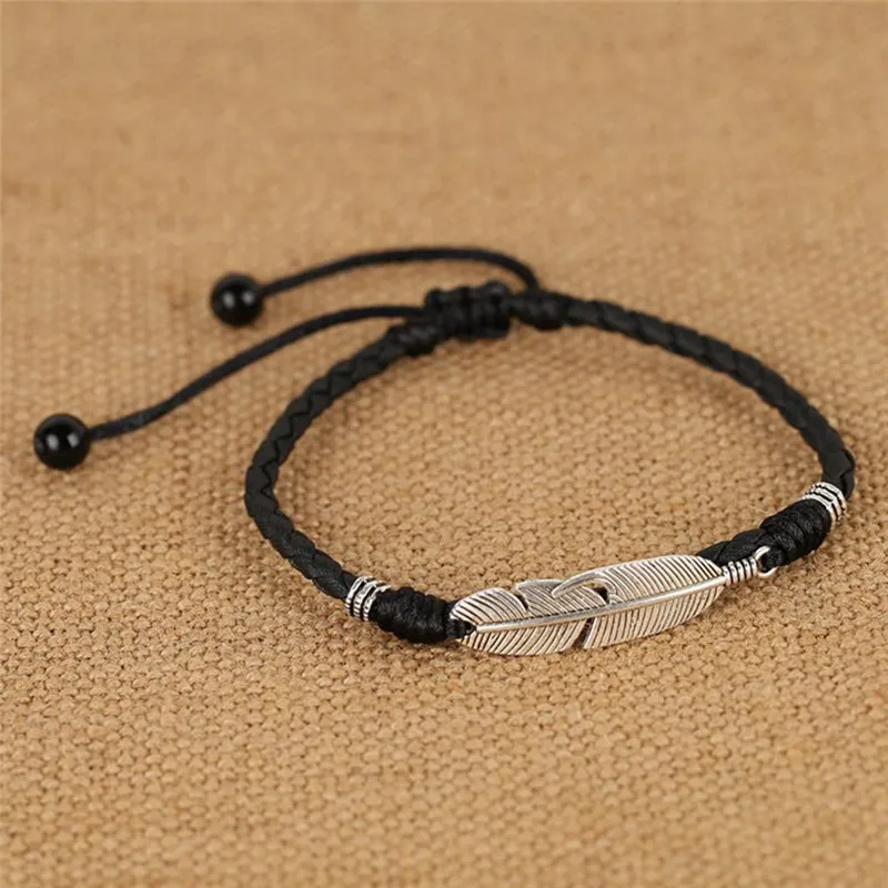 1Pcs-Boho-Handmade-Man-Feather-Leather-Rope-Ankle-Bracelet-Barefoot ...