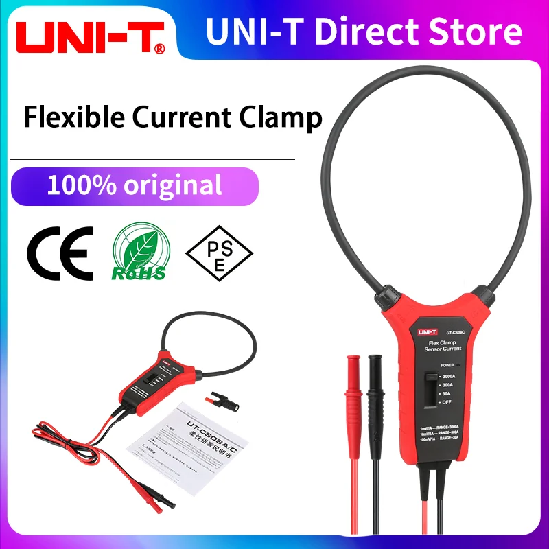 UNI-T-UT-CS09D-3000A-AC-Current-Flexible-Clamp-Meter-Flex-Clamp-Sensor ...