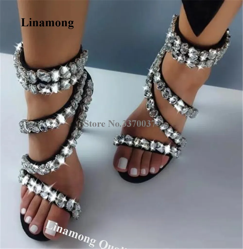 Charming-Rhinestones-Sandals-Linamong-Bling-Bling-Black-Beige-Crystals ...