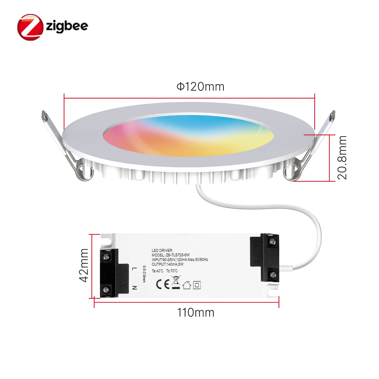 Tuya-ZigBee-LED-Downlight-Ultra-thin-Tube-lamp-Spot-Lamp-6W-RGB-Change ...