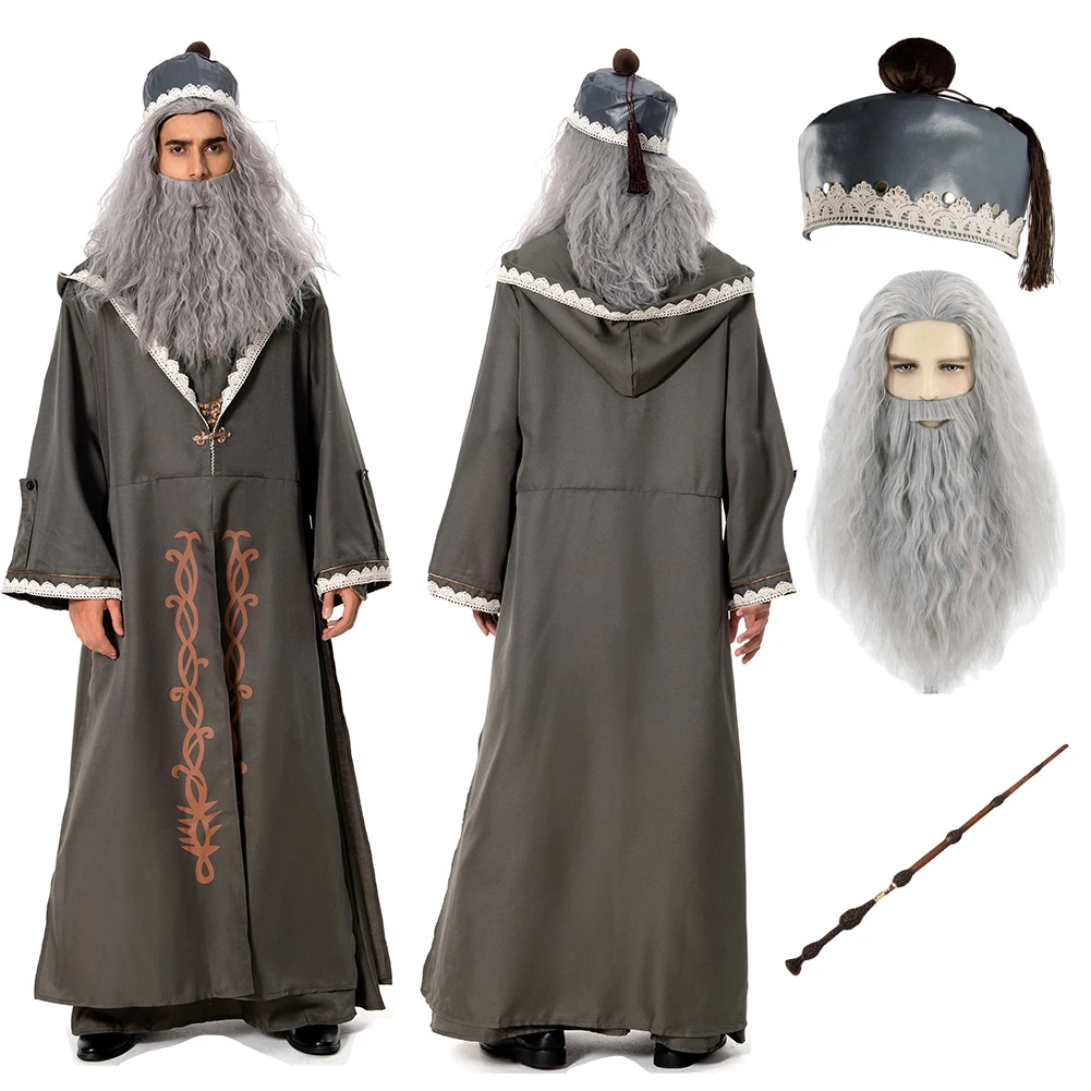 Magic Movie Cosplay Wizard Albus Role Play Costumes Beard Wig Disguise ...