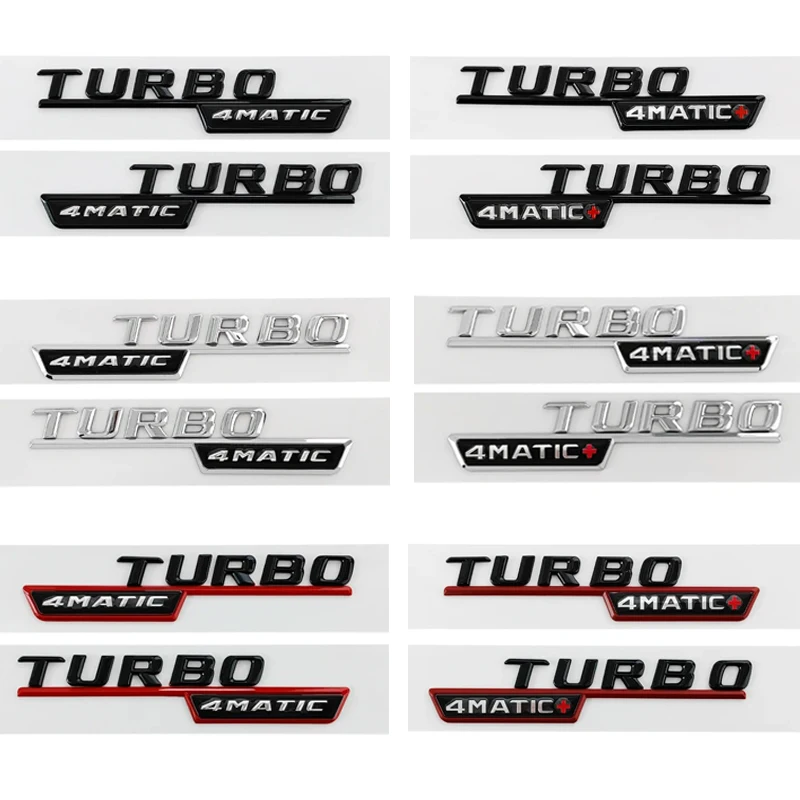 2pcs-Car-Letters-Fender-Trim-Badge-Turbo-4matic-Plus-Emblem-Sticker-For ...