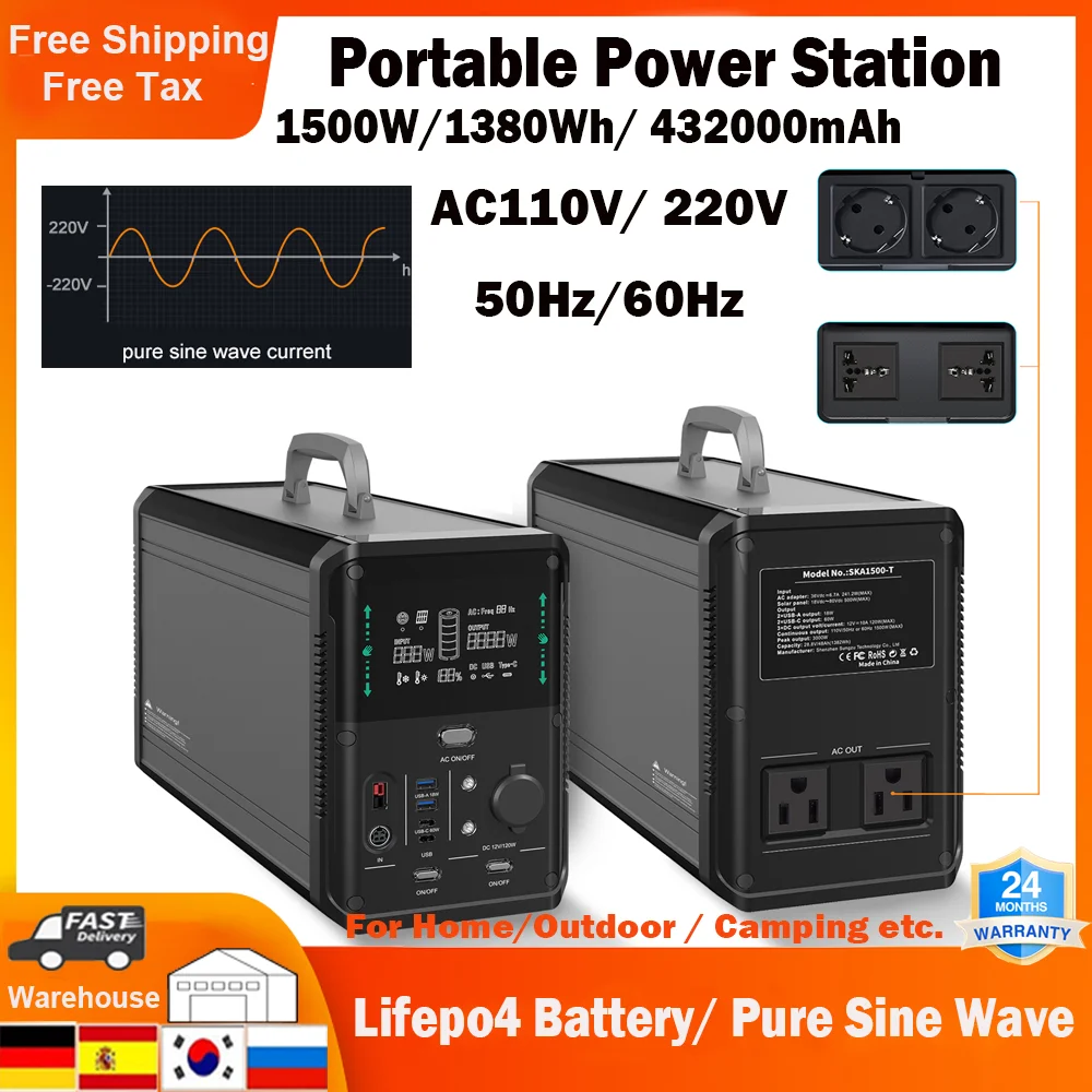 1500W-Portable-Solar-Power-Generator-Power-Bank-AC110V-220V-50HZ-60HZ ...