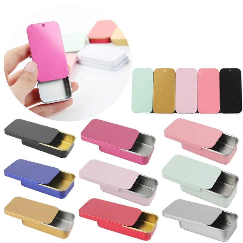 50pcs/pack Metal Rectangular Empty Mini Tin Box For Jewelry Pill Cases ...