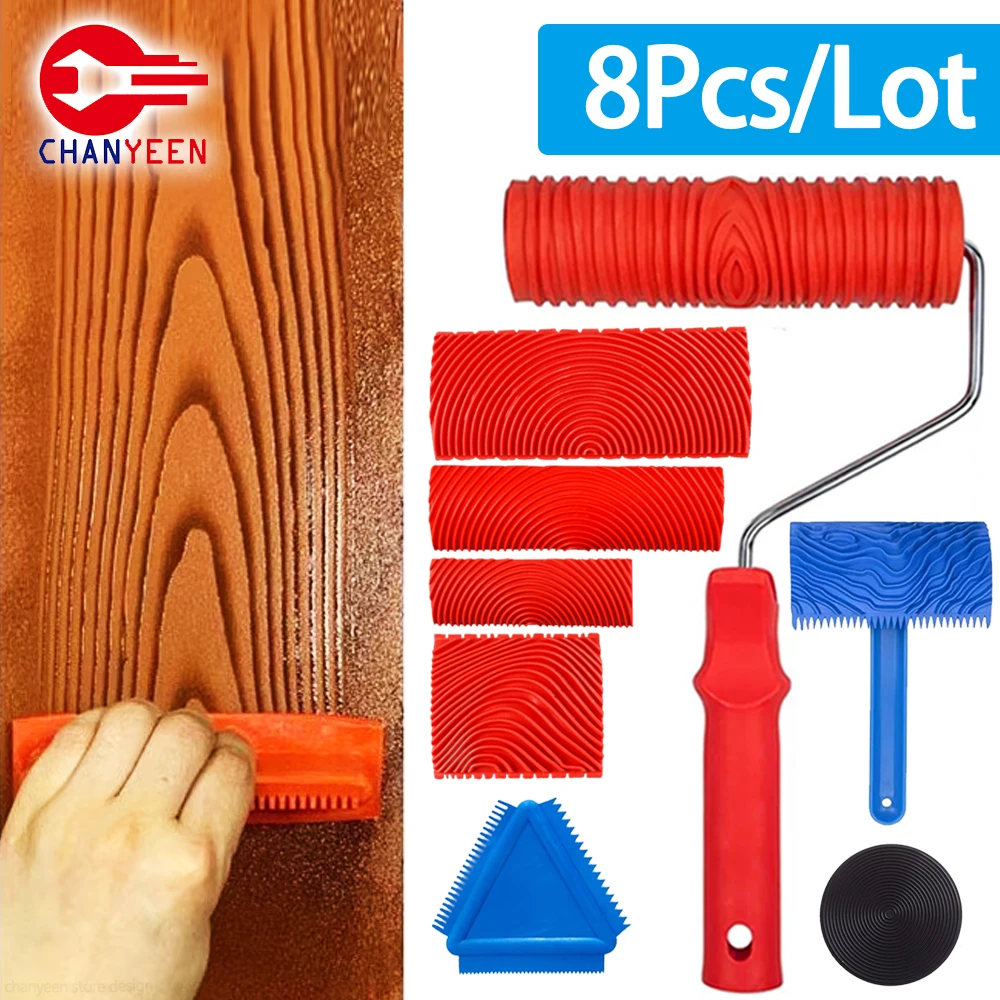 Rubber-Wood-Graining-Tools-Set-Texture-DIY-Paint-Roller-Brush-Pattern ...