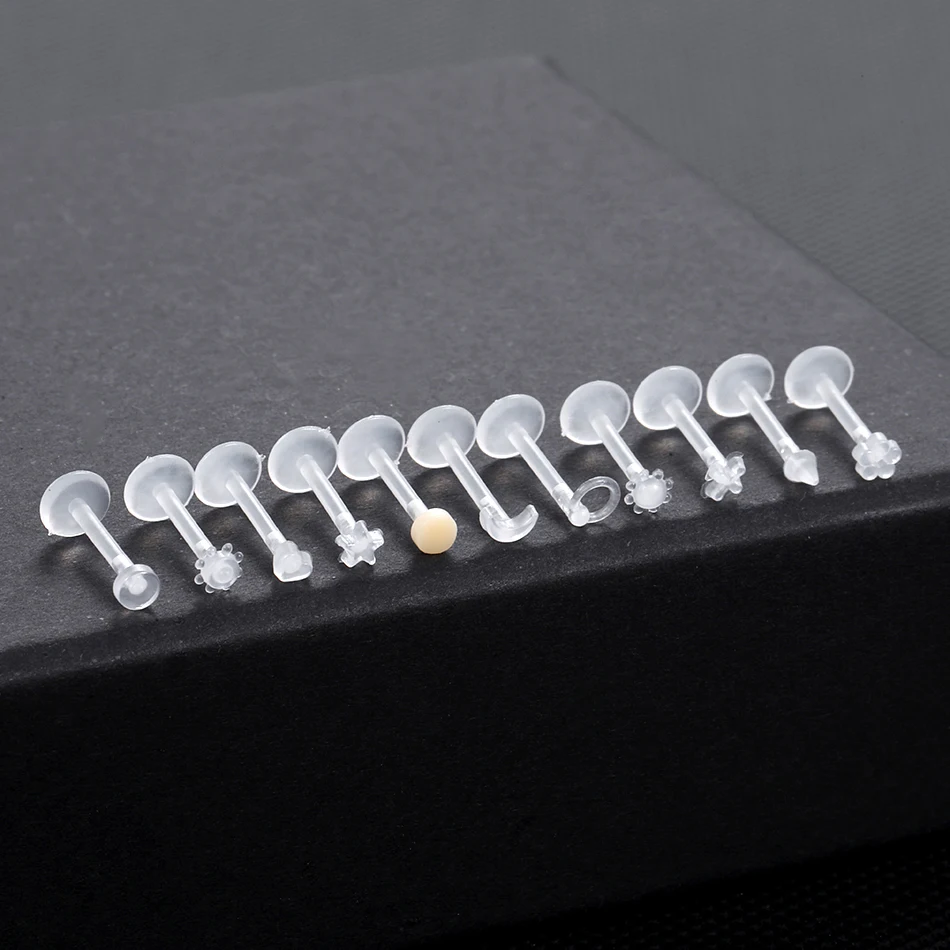 11Pcs 16G 6/8/10/12Mm Bioplast Star Moon Lip Stud แบบยืดหยุ่น ใน Monore Labret Ear กระดูกอ่อน ...