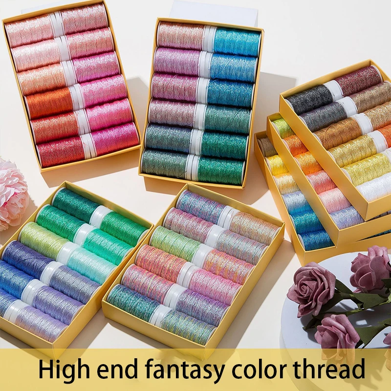 12PCS-Illusory-Color-Gold-And-Silver-Thread-Set-3-Strand-Polyester ...