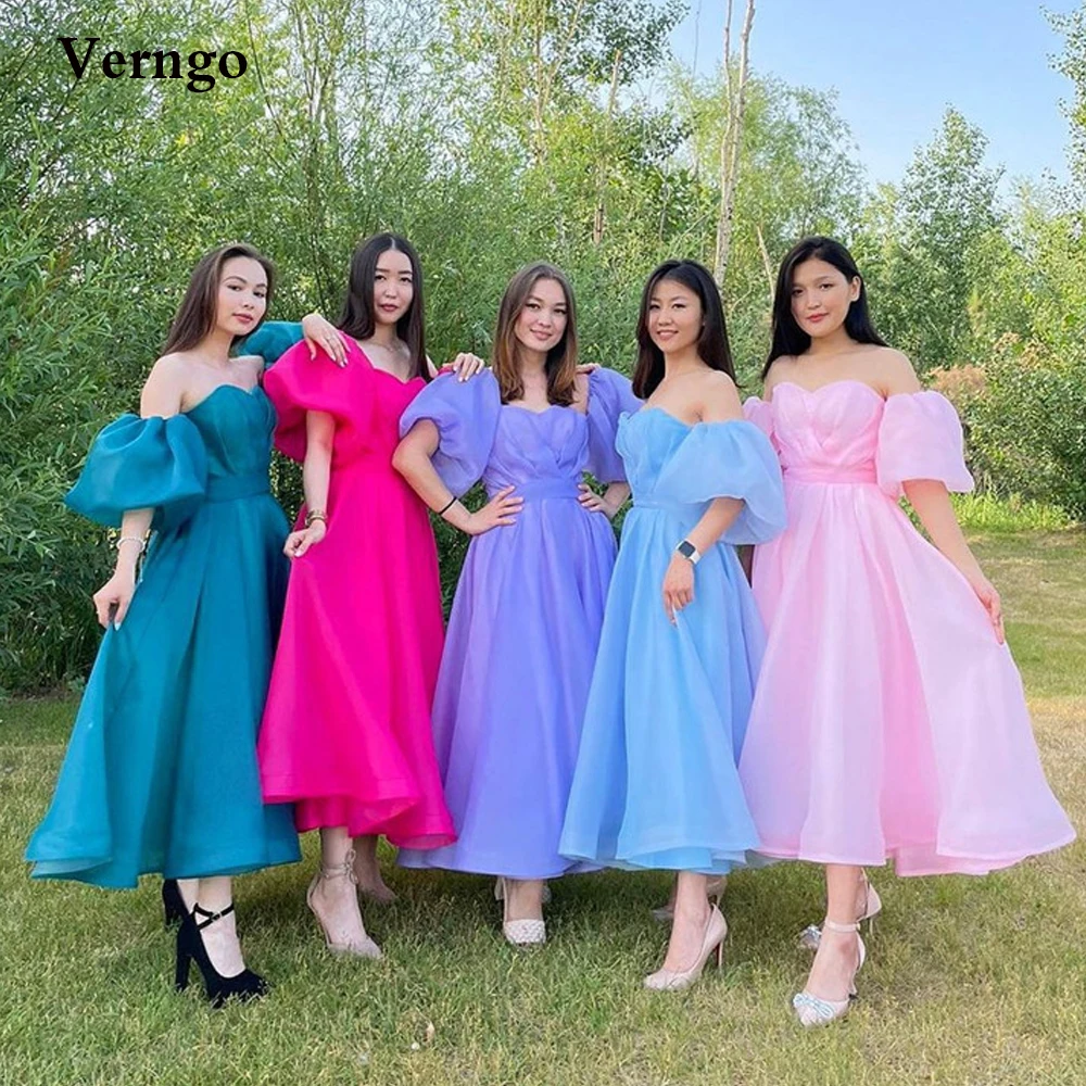 Verngo Simple A Line Organza Prom Dresses Wedding Party Dress Puff ...