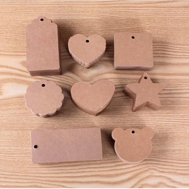 100Pcs Brown Kraft Paper Label with Holes for Wedding or Party ...