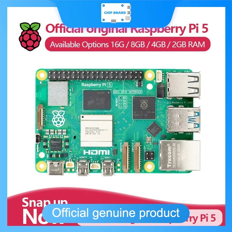 Official Raspberry Pi 5 Single Board Computer, Cortex-A76, 2GB/4GB/8GB ...